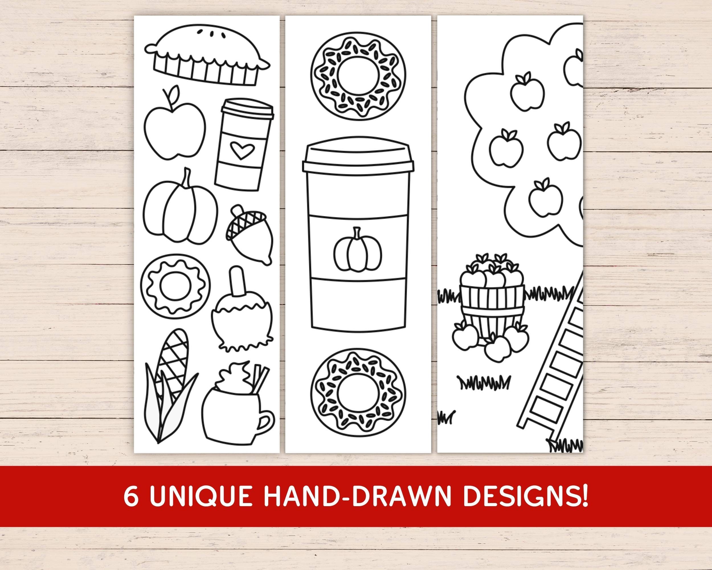 Printable Fall Coloring Bookmarks Set of 6 PDF Instant - Etsy Canada