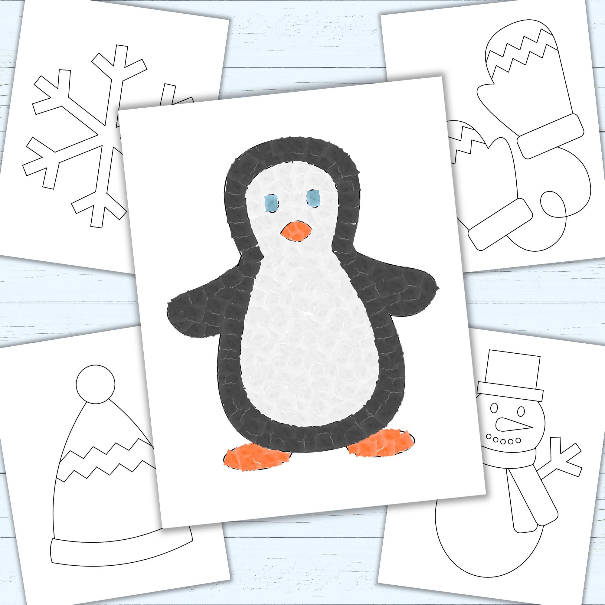 Winter Torn Paper Craft - Cut & Paste Activity for Toddlers, Pre-k ...