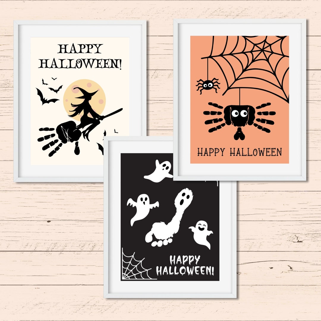 Halloween Handprint & Footprint Craft Bundle - Handprint Art Kit for ...