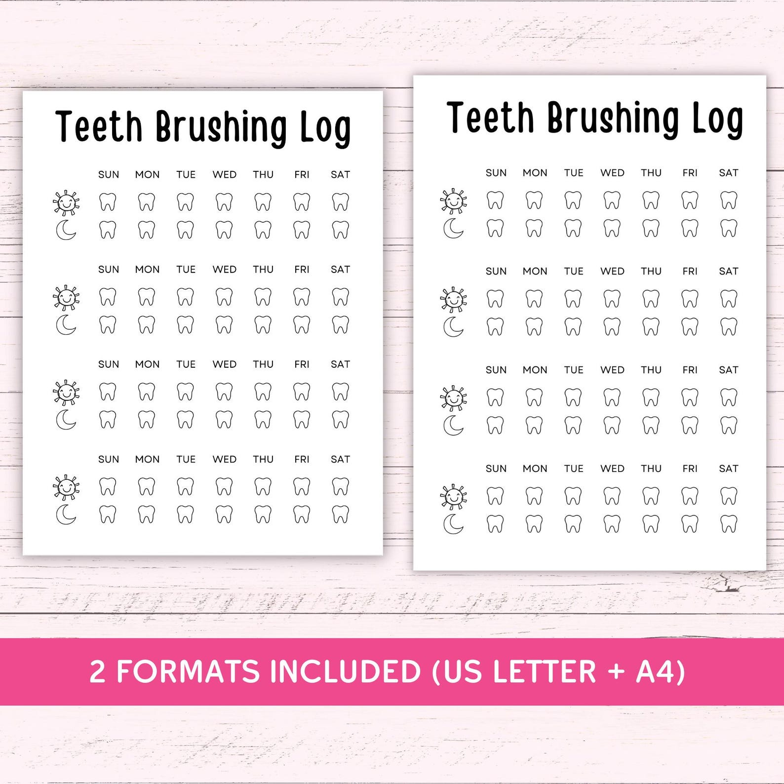 Weekly Teeth Brushing Tracker - Printable Teeth Brushing Log - Dental ...