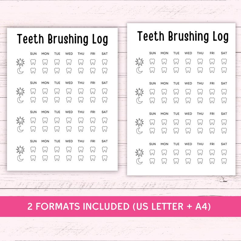 Weekly Teeth Brushing Tracker - Printable Teeth Brushing Log - Dental ...
