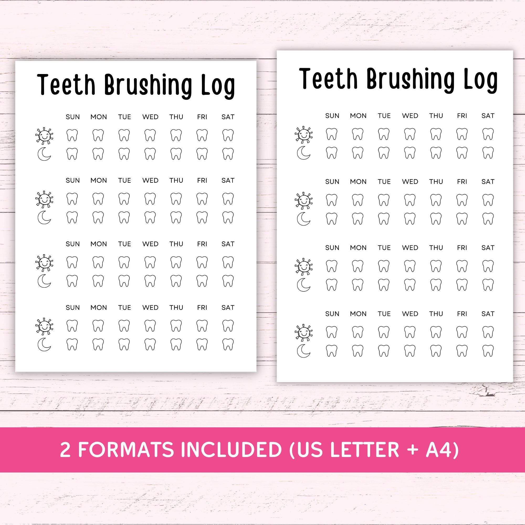Weekly Teeth Brushing Tracker - Printable Teeth Brushing Log - Dental ...