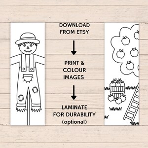 Printable Fall Coloring Bookmarks - Set of 6 - PDF Instant Digital ...