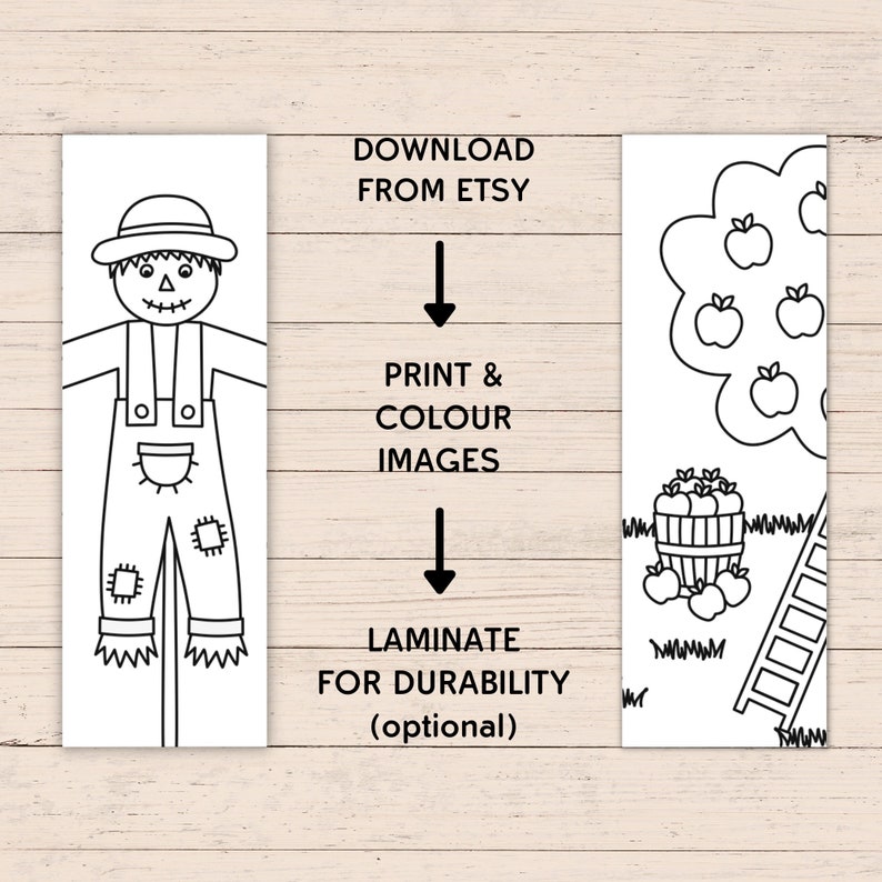 Printable Fall Coloring Bookmarks Set of 6 PDF Instant Digital Download ...