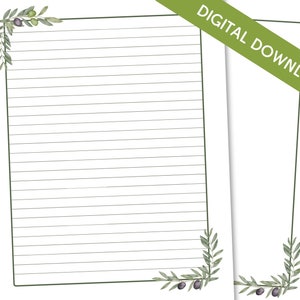 Cute Printable Olive Branch Stationery Digital Note Paper - Etsy