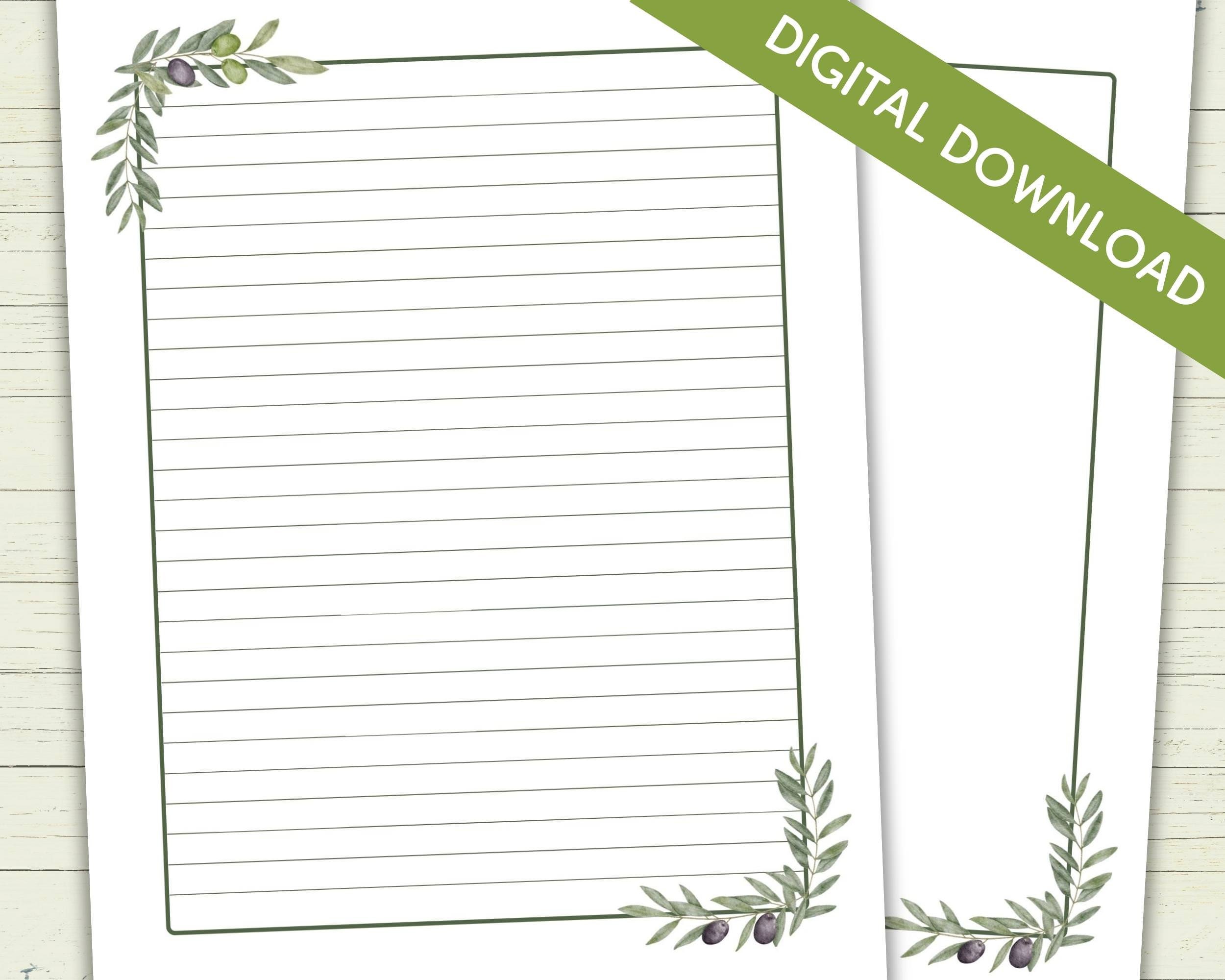 Cute Printable Olive Branch Stationery Digital Note Paper - Etsy