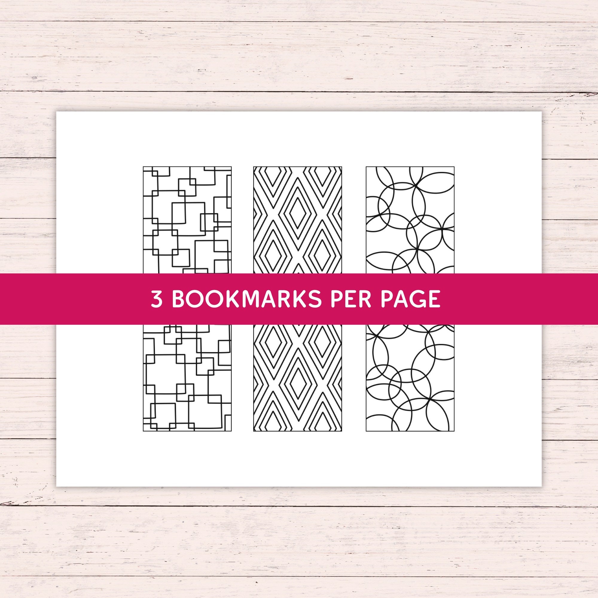 Printable Geometric Coloring Bookmarks - Set of 6 - PDF Instant Digital ...