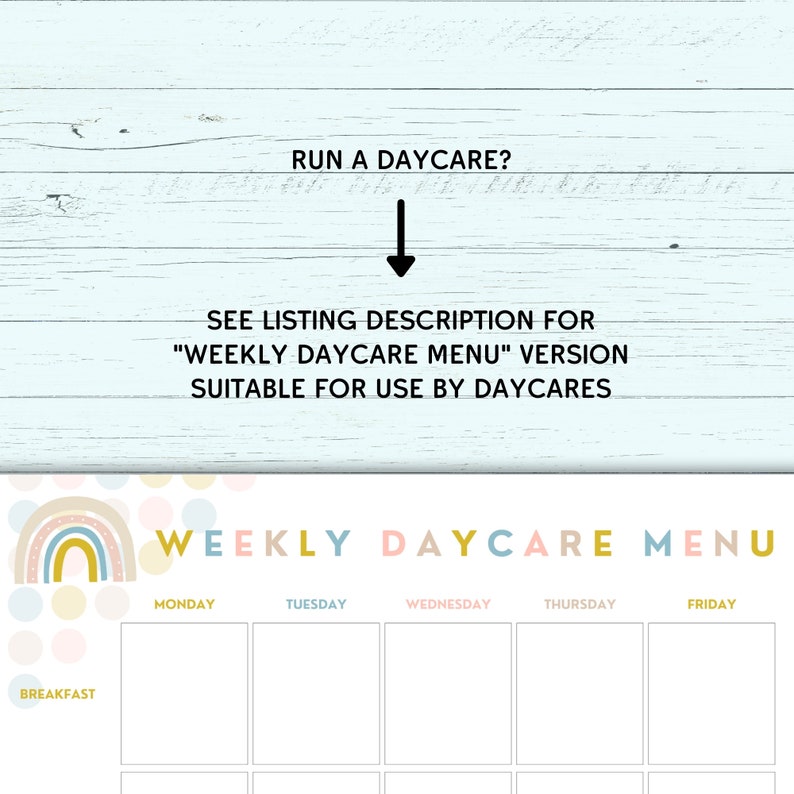 Cute Printable Weekly & Monthly Menu for Kids - Blank Fillable PDF ...