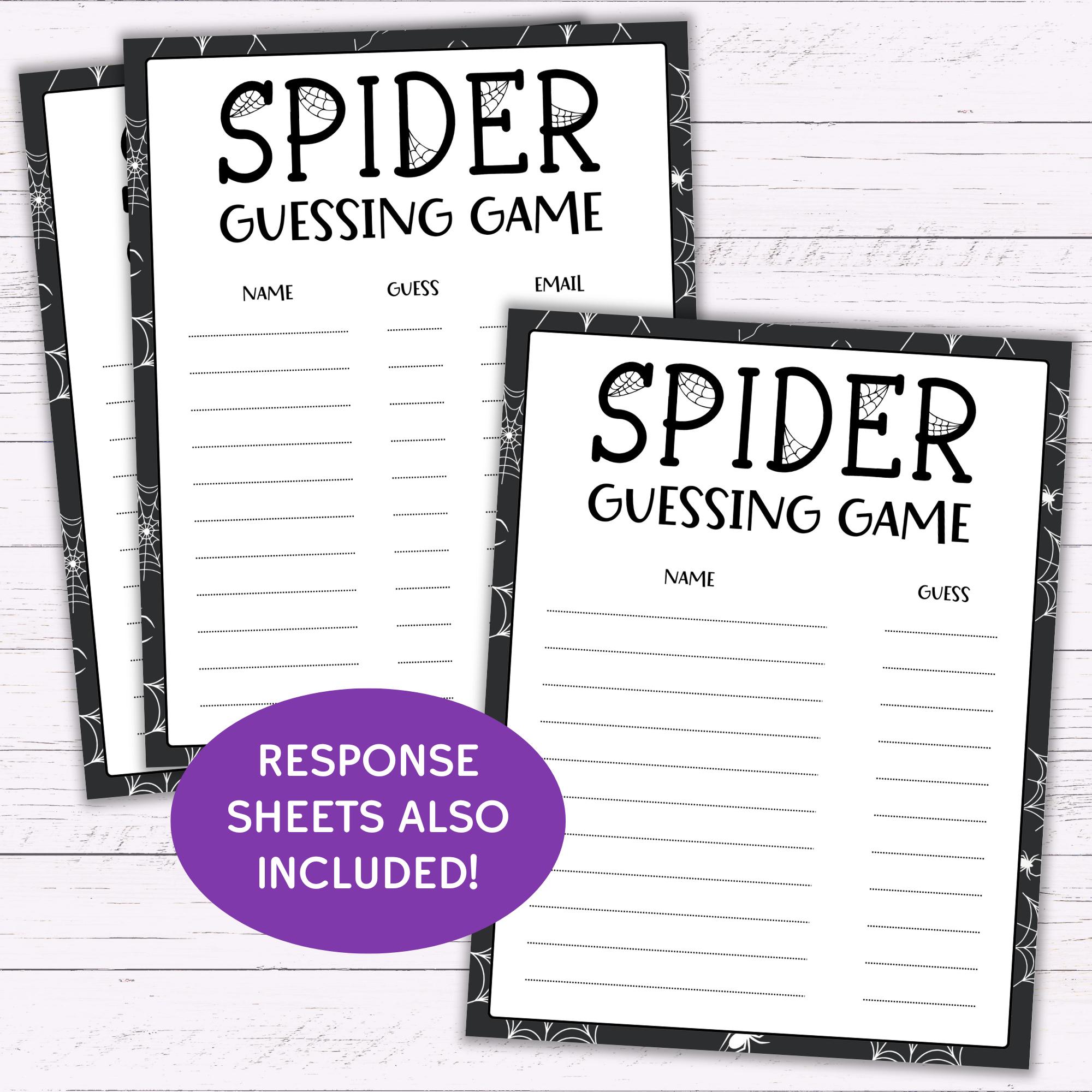Spider Guessing Game - Printable Halloween Party Game - Classroom Game ...