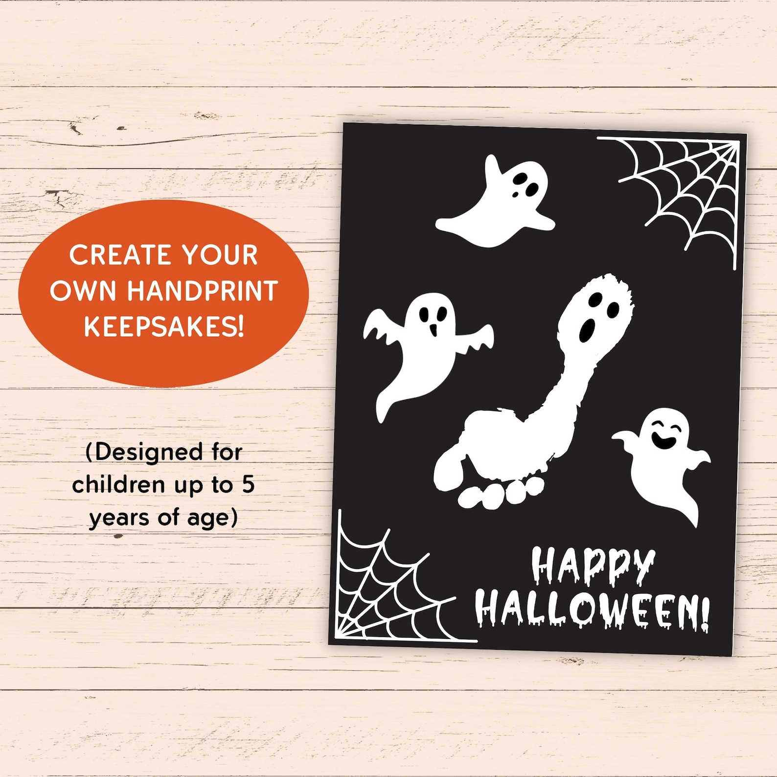 Halloween Ghost Footprint Craft Template - Footprint Art Kit for Kids ...