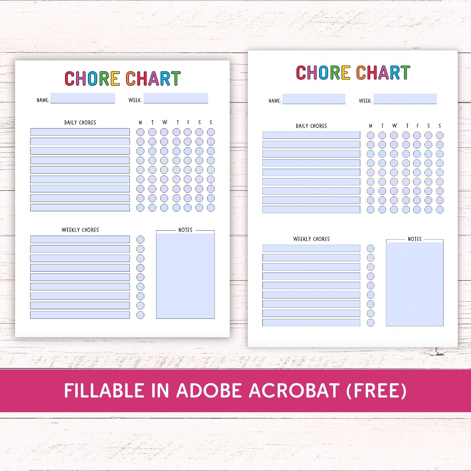 Printable Chore Chart for Kids - Editable Daily & Weekly Chore Chart ...