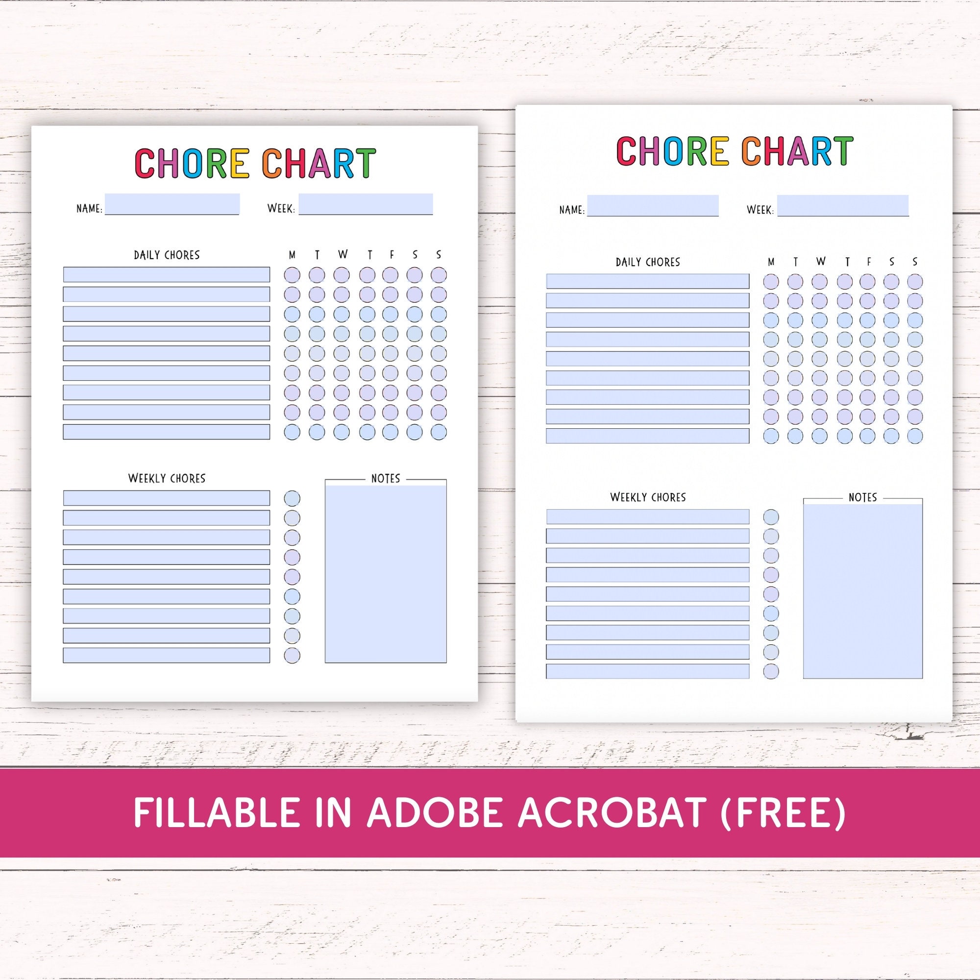 Printable Chore Chart for Kids - Editable Daily & Weekly Chore Chart ...