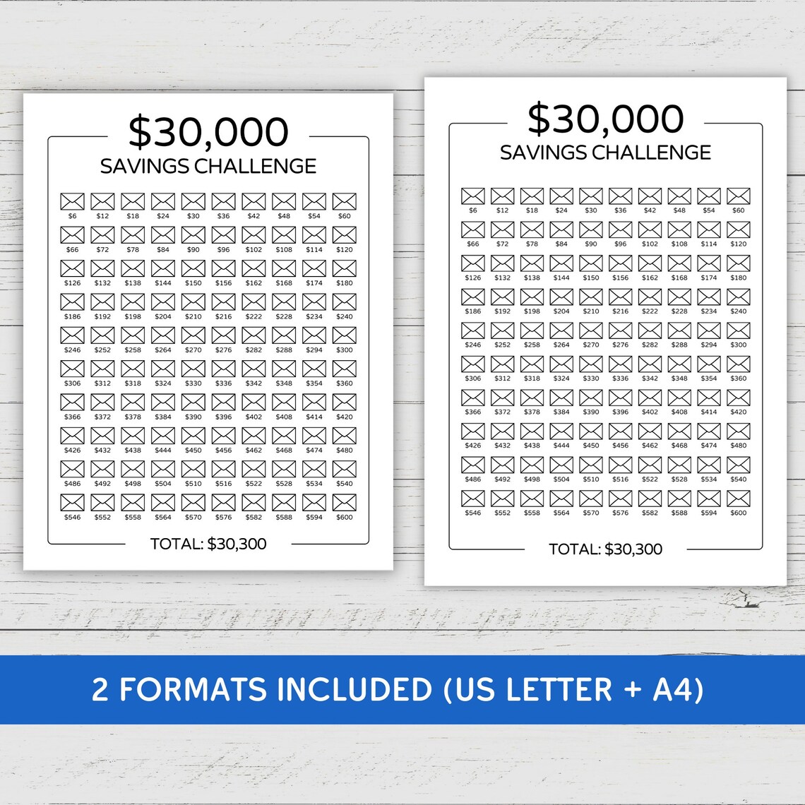 30K Savings Challenge Printable 100 Envelopes Saving Challenge 30000 Savings Tracker Savings ...