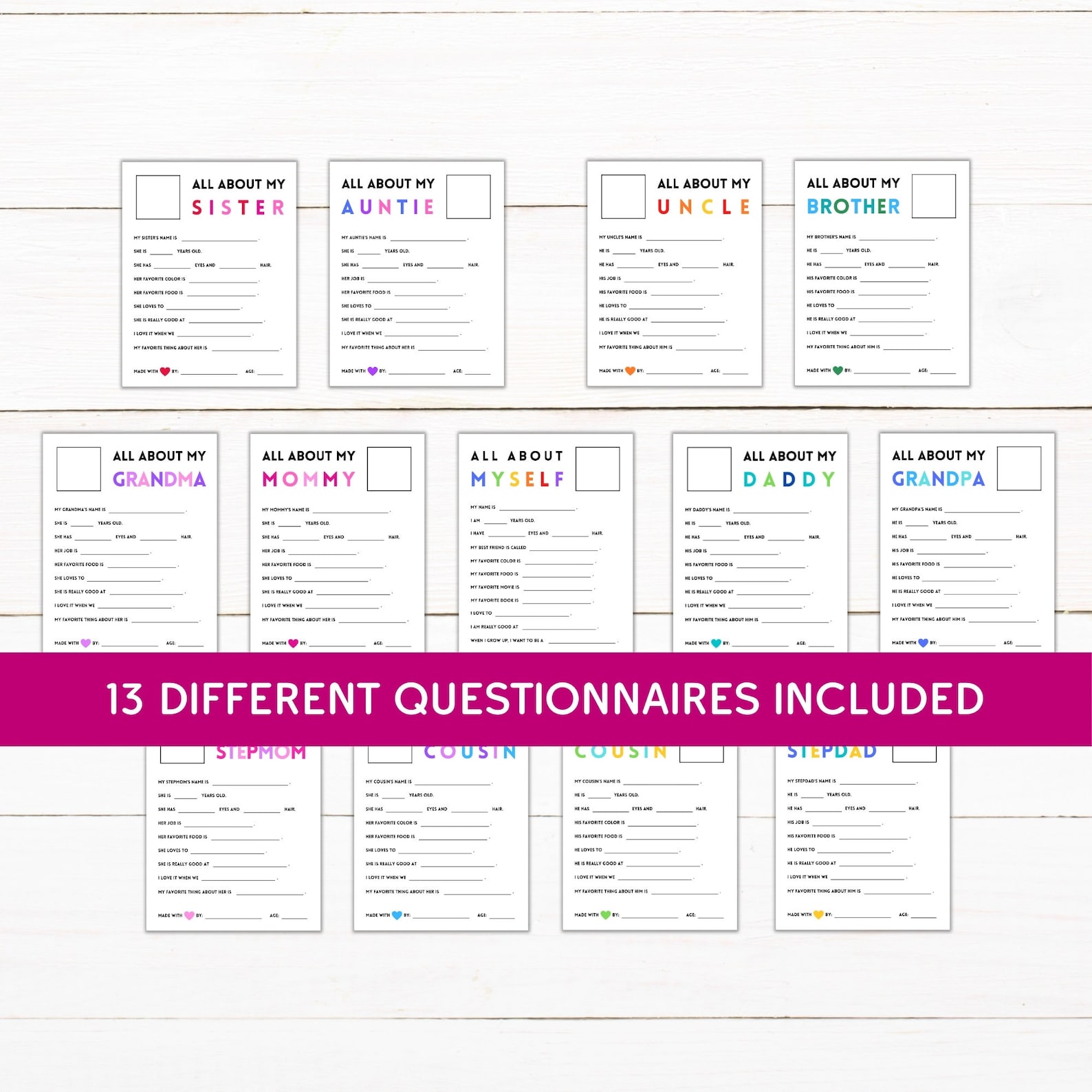 Printable "all About My Family" Questionnaires - Instant Download ...