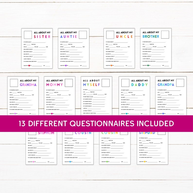 Printable "all About My Family" Questionnaires - Instant Download ...