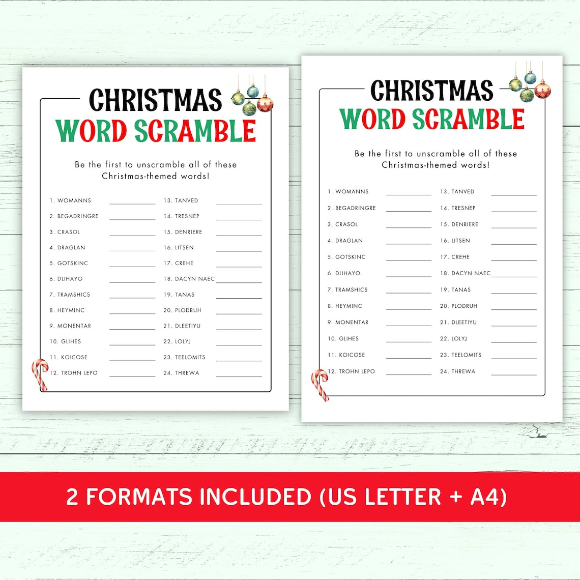 Christmas Word Scramble - Printable Holiday Activity - Christmas Party ...