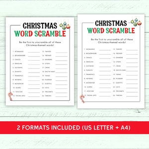 Christmas Word Scramble - Printable Holiday Activity - Christmas Party ...
