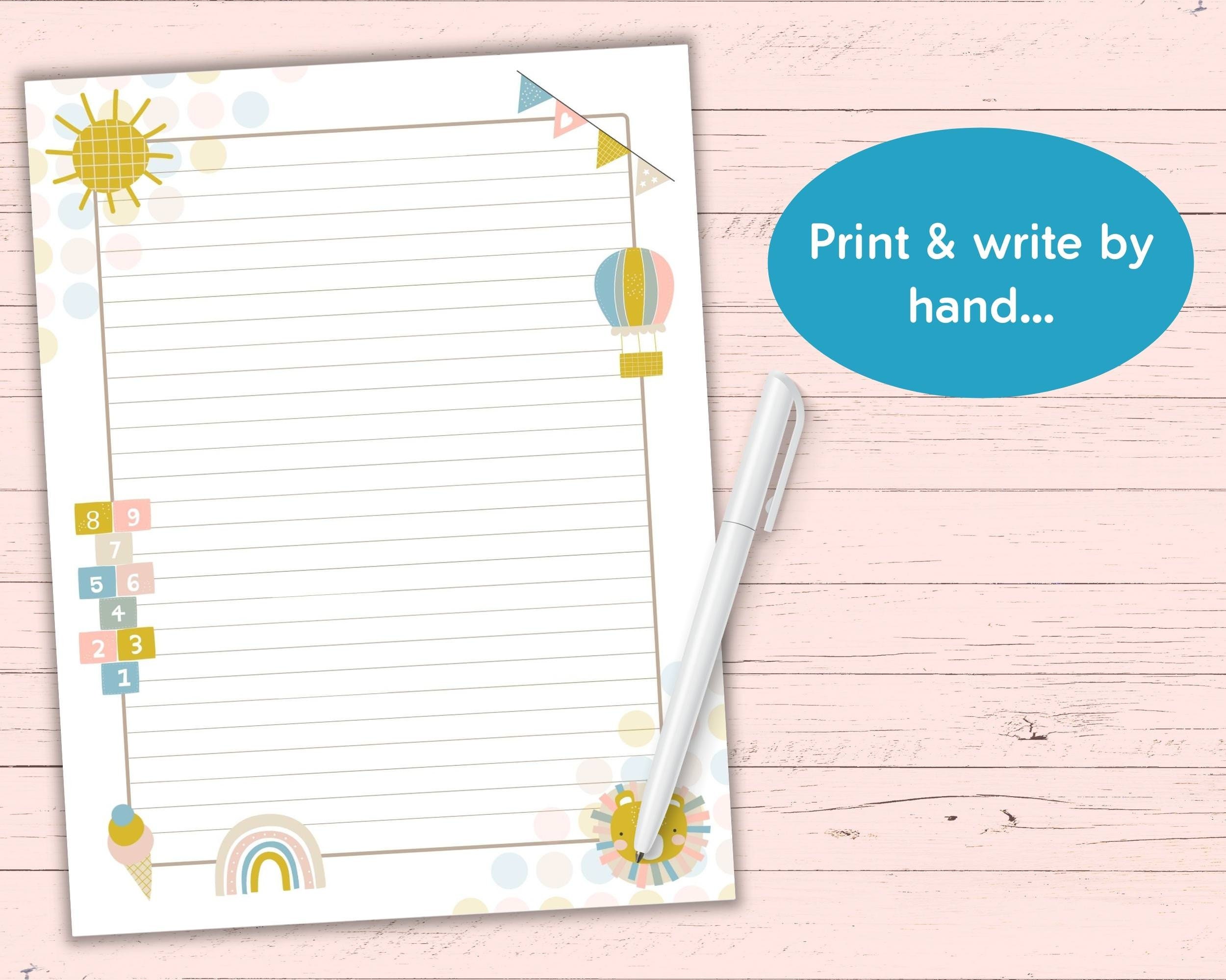 Cute Printable Baby Stationery Digital Note Paper Instant - Etsy