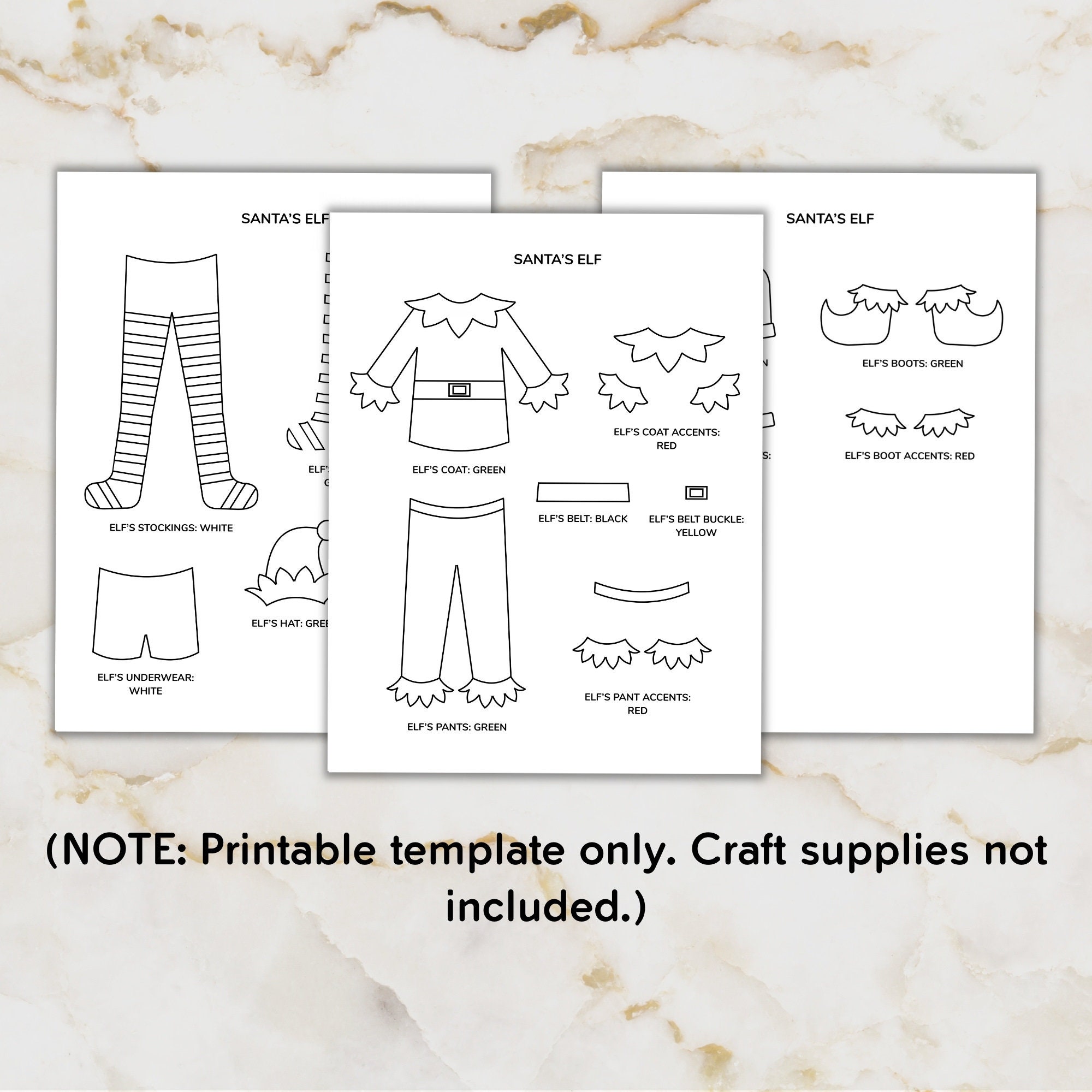 Printable Template for Santa's Elf Clothesline Garland - PDF Instant ...
