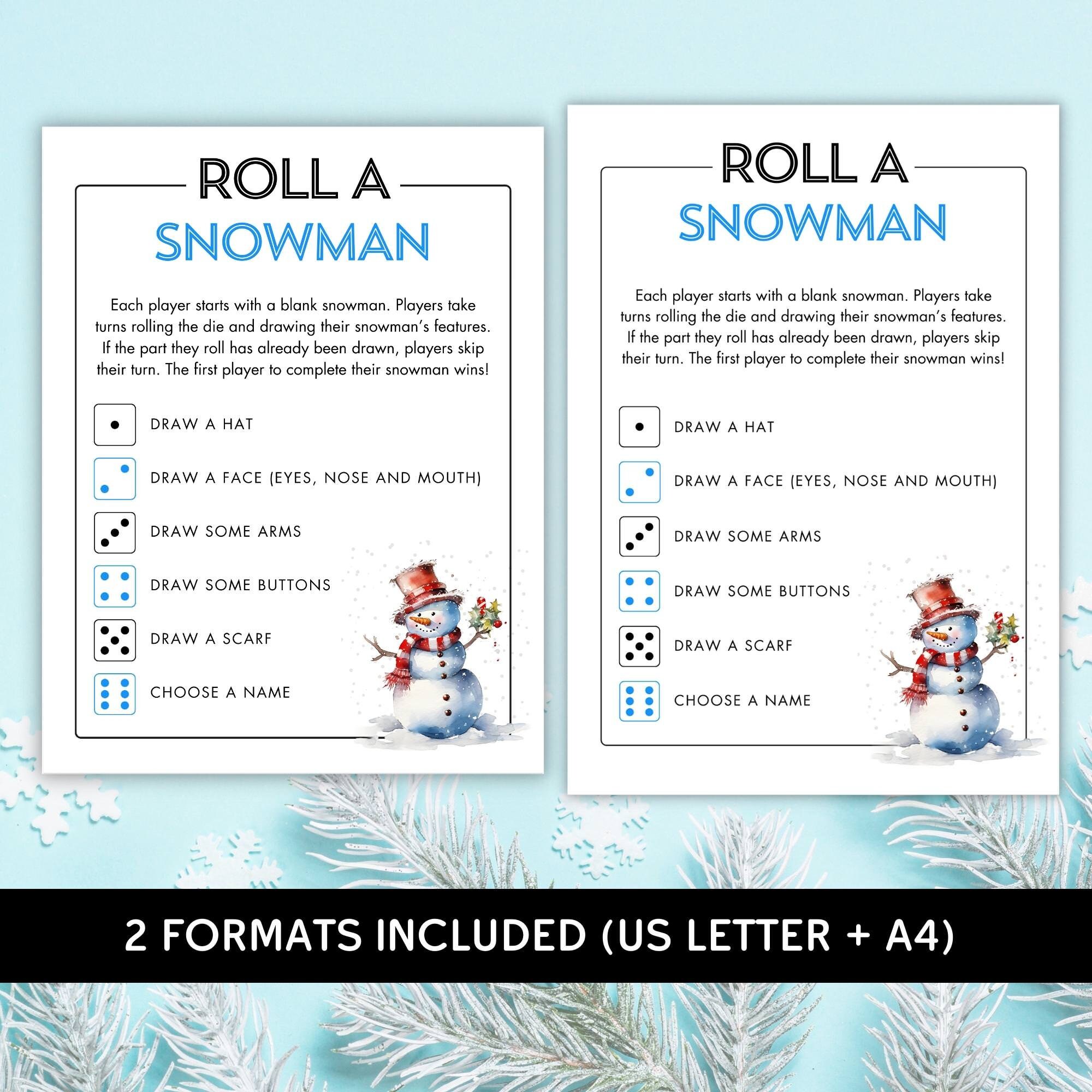 Roll a Snowman Game - Printable Christmas Game - Winter Activity for ...