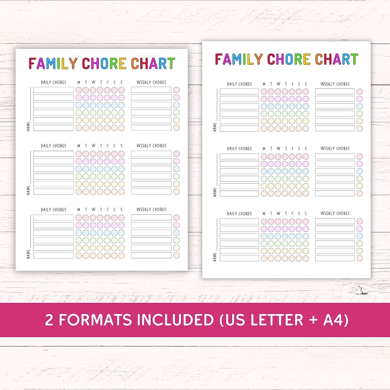 Printable Family Chore Chart - Editable Chore Chart for Multiple Kids ...