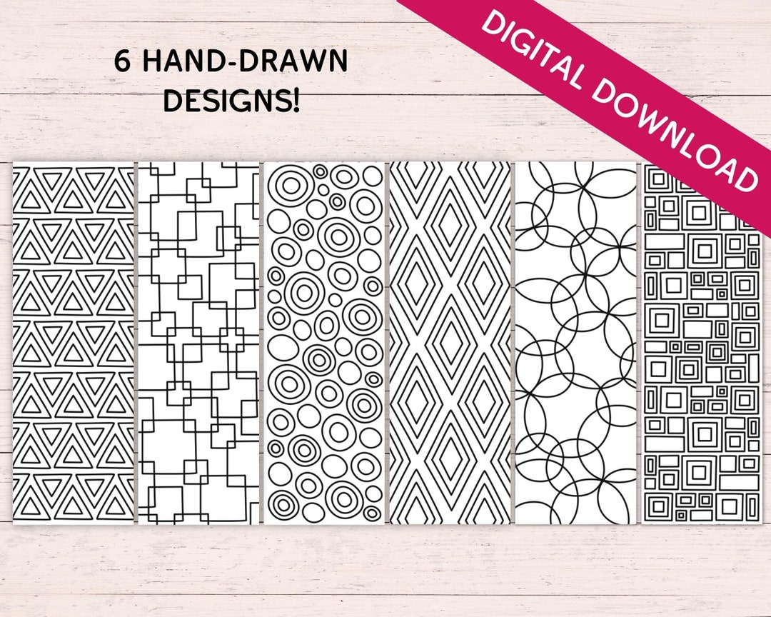Printable Geometric Coloring Bookmarks Set of 6 PDF - Etsy