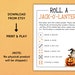 Roll a Jack O Lantern Game - Printable Halloween Game - Halloween ...