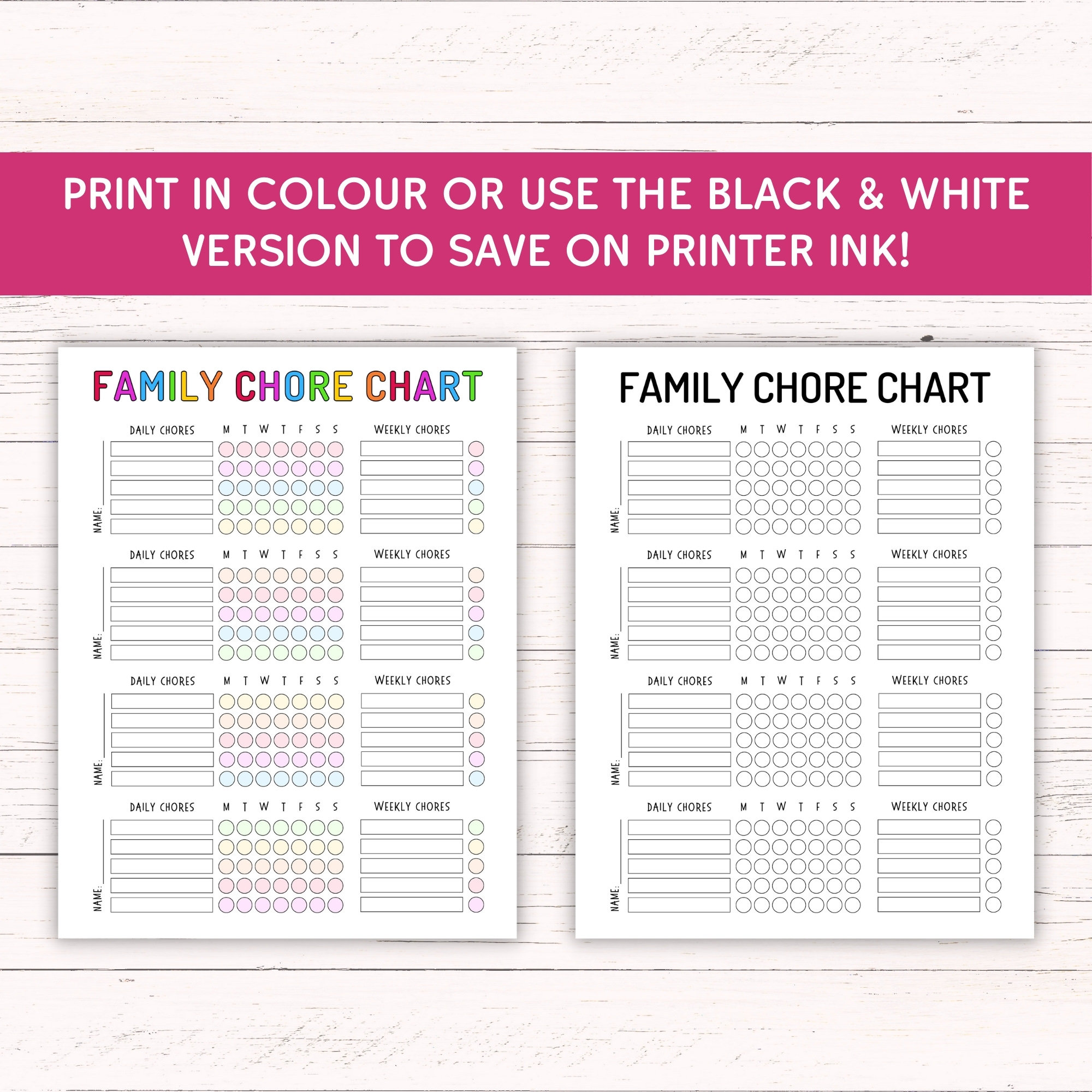 Printable Family Chore Chart - Editable Chore Chart for Multiple Kids ...