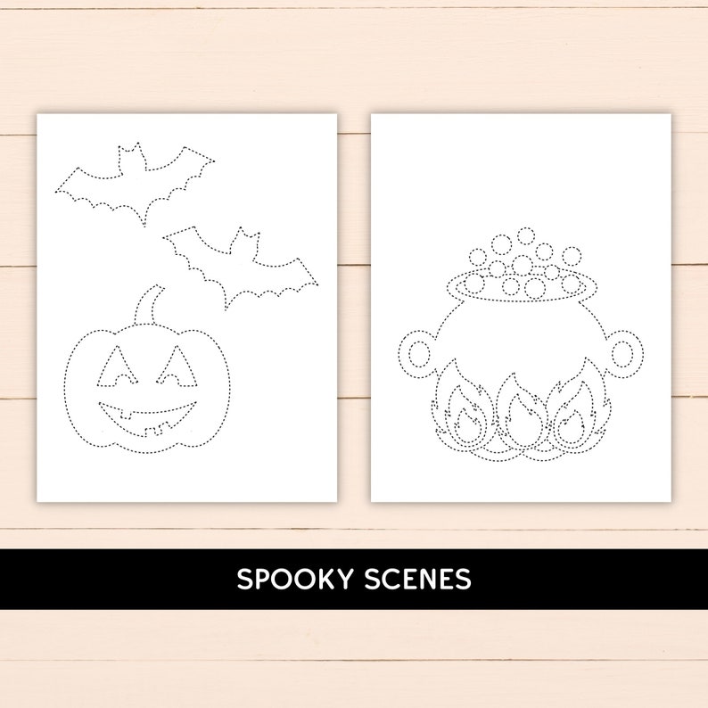 Printable Halloween Trace & Color Sheets - Tracing Worksheets for ...