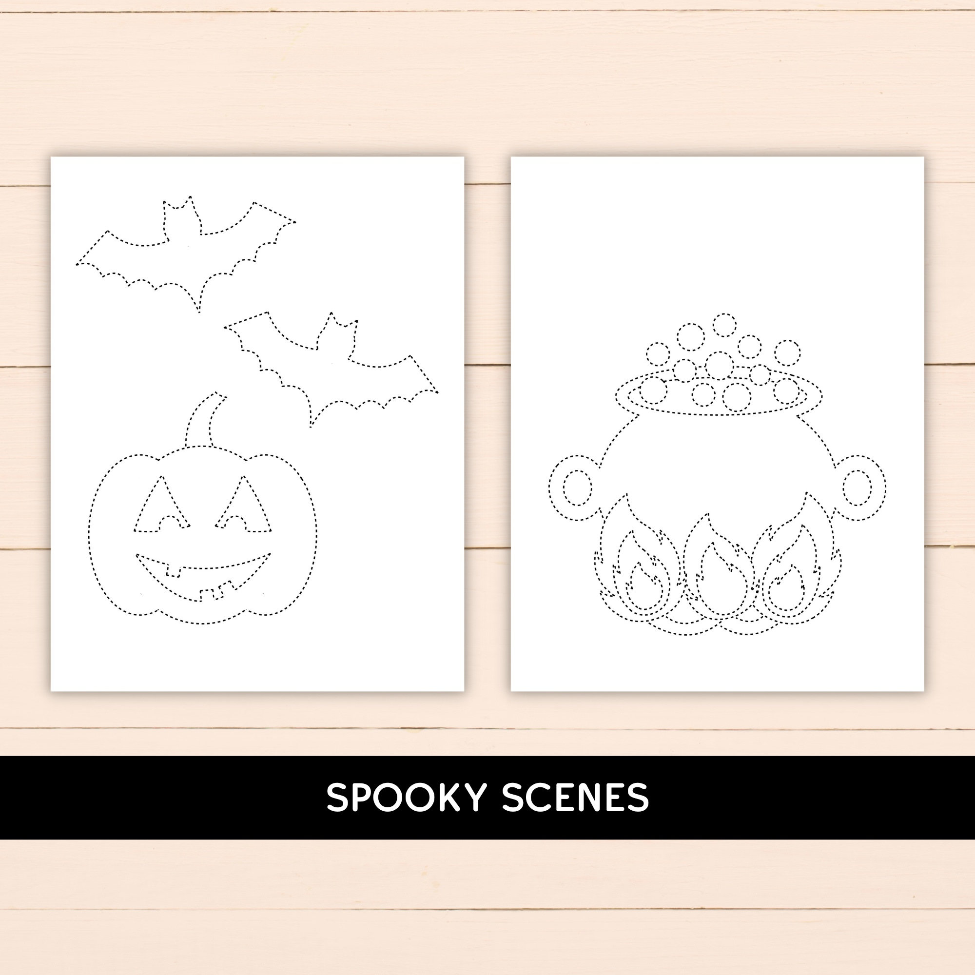 Printable Halloween Trace & Color Sheets - Tracing Worksheets for ...