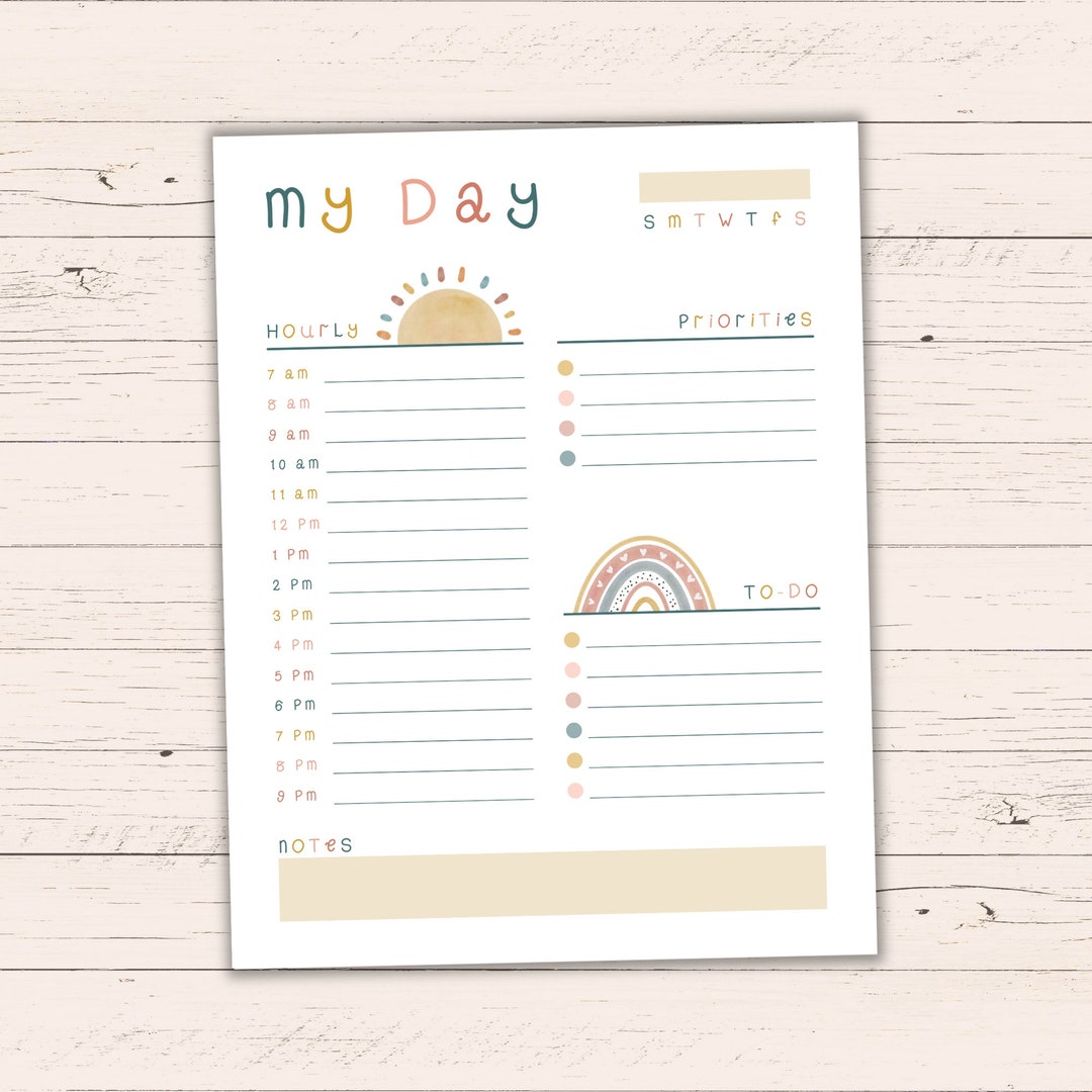Printable Boho Daily Planner - US Letter + A4 - Editable Instant ...