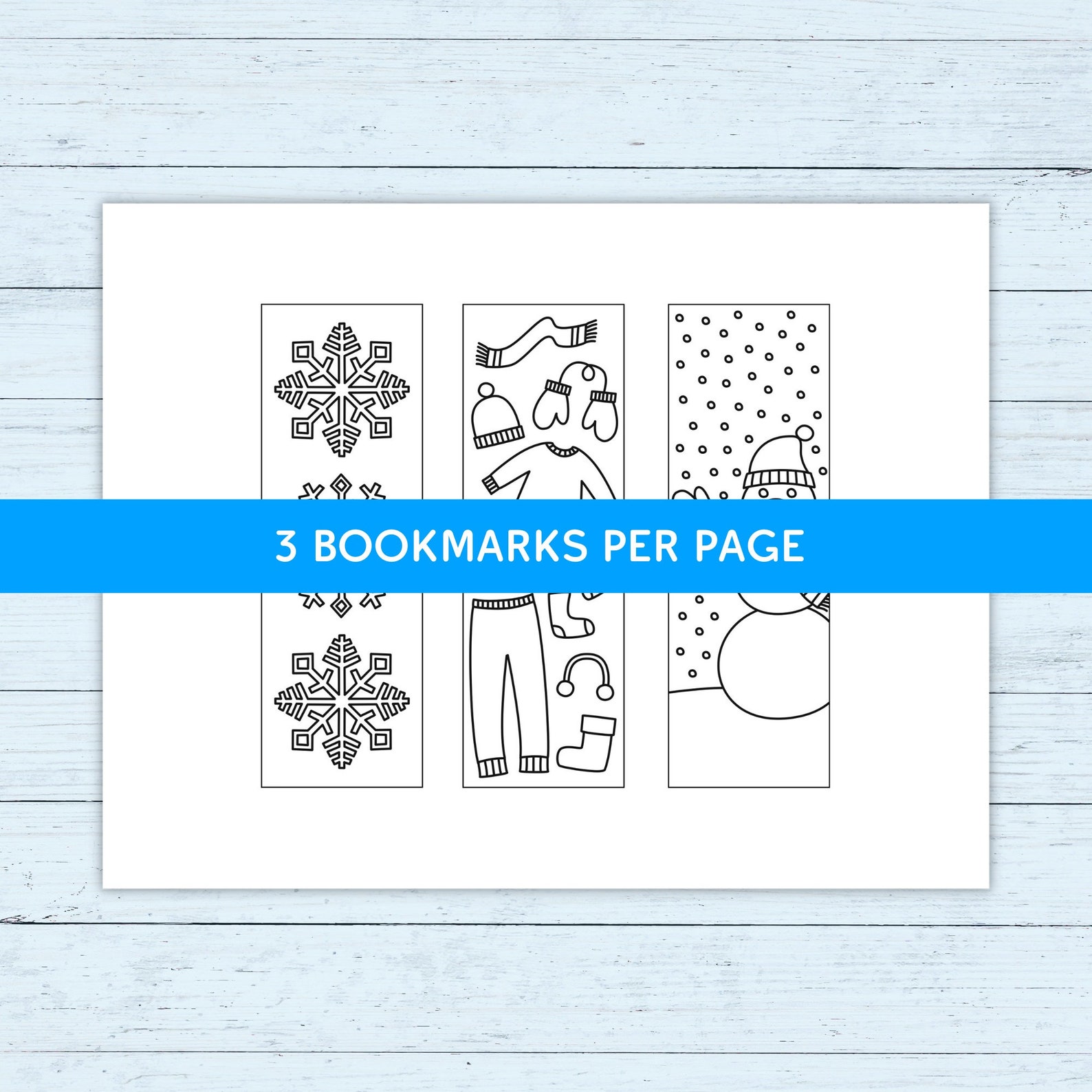 Printable Winter Coloring Bookmarks - Set of 6 - PDF Instant Digital ...