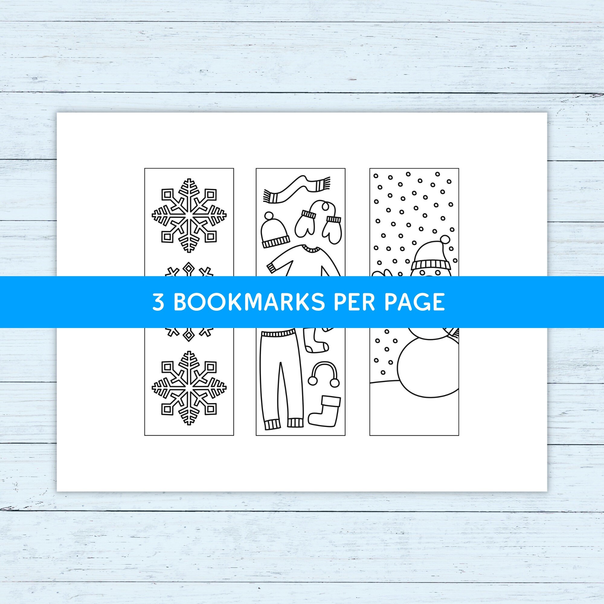 Printable Winter Coloring Bookmarks - Set of 6 - PDF Instant Digital ...