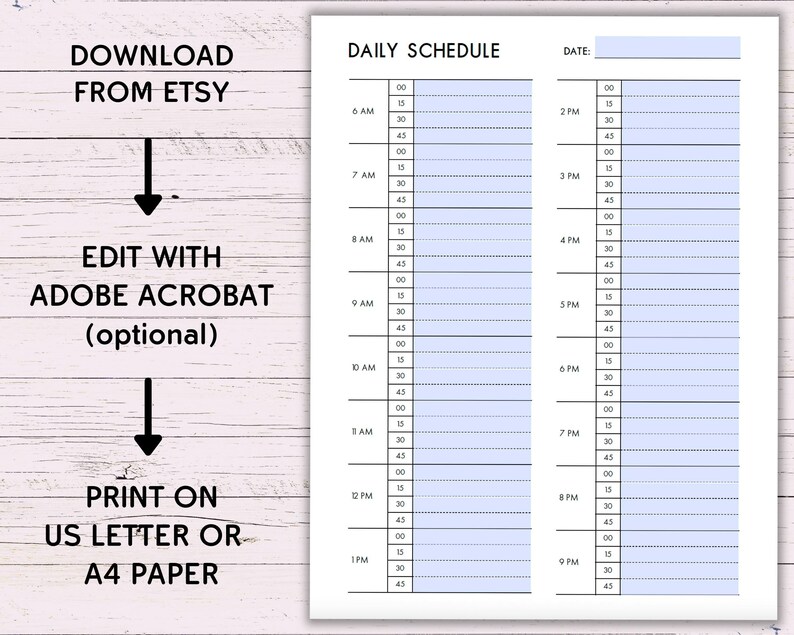 Printable 15-minute Schedule Planner Editable Instant - Etsy