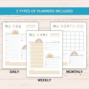 Printable Boho Daily + Weekly + Monthly Planner Page Bundle With Bonus ...