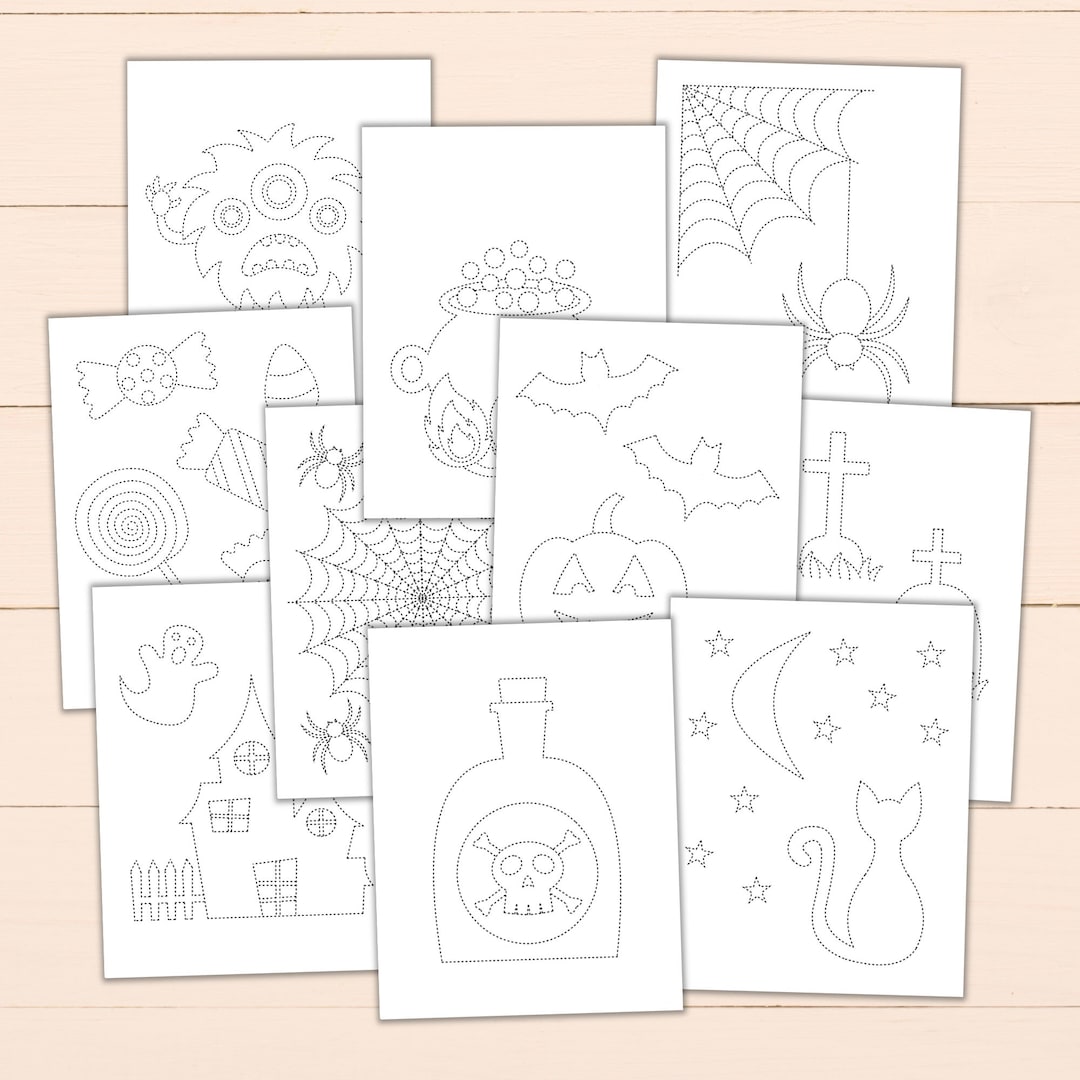 Printable Halloween Trace & Color Sheets Tracing Worksheets for ...