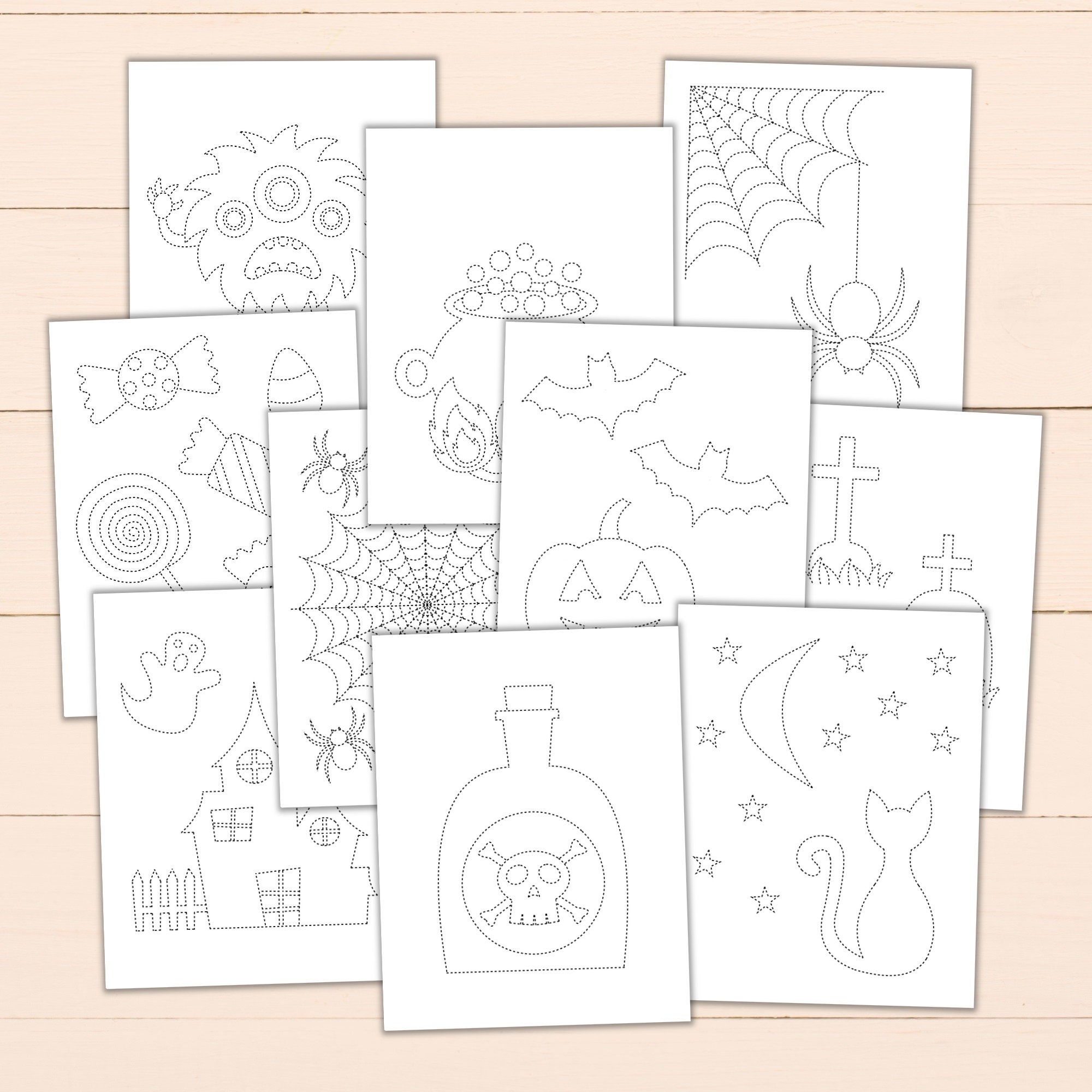 Printable Halloween Trace & Color Sheets Tracing Worksheets for ...