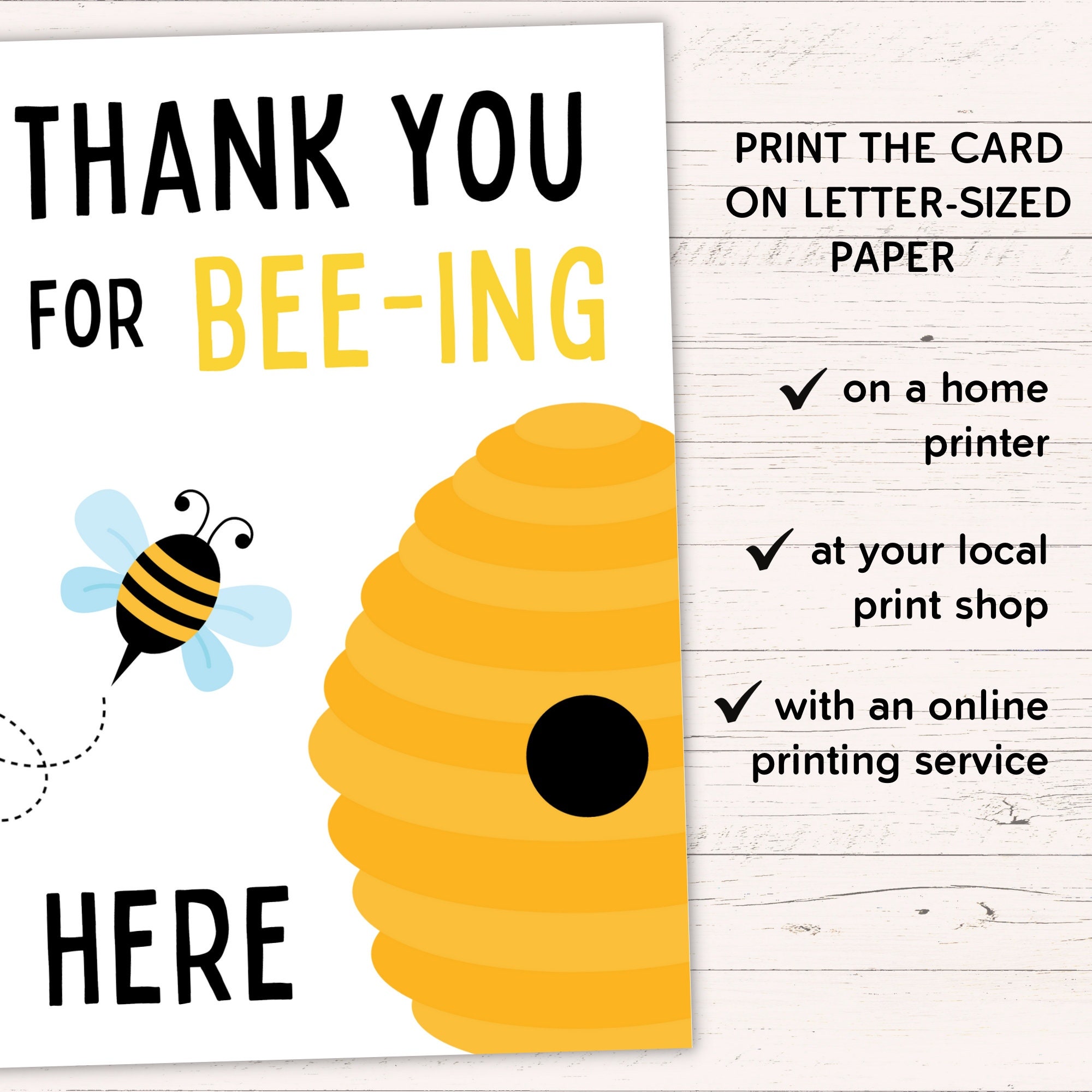 Printable Greeting Card Gift Tag Combo Thank You for Beeing Here ...
