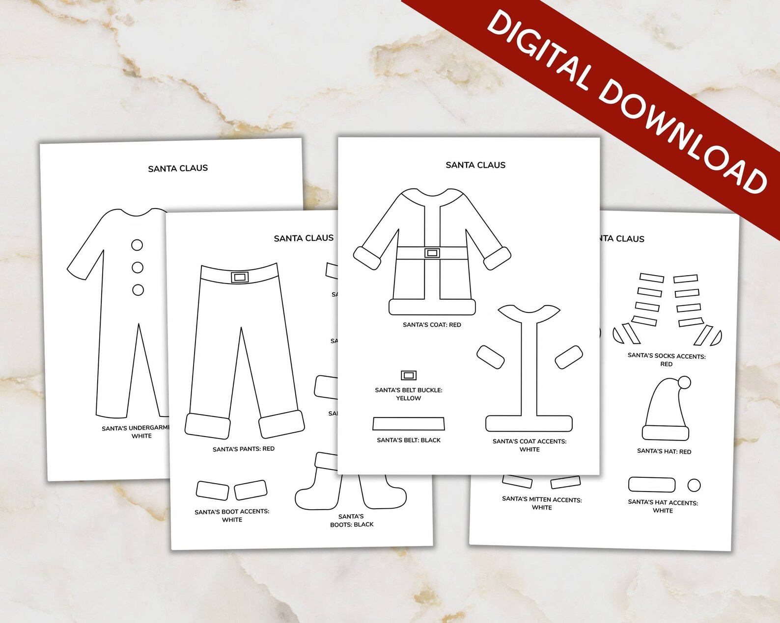 Printable Templates for Santa's Clothesline Mrs Claus - Etsy