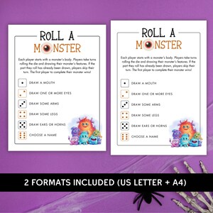 Roll a Monster Game - Printable Halloween Game - Halloween Activity for ...