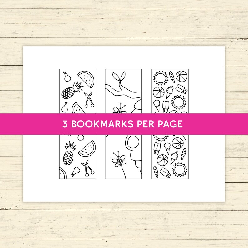 Printable Summer Coloring Bookmarks - Set of 6 - PDF Instant Digital ...