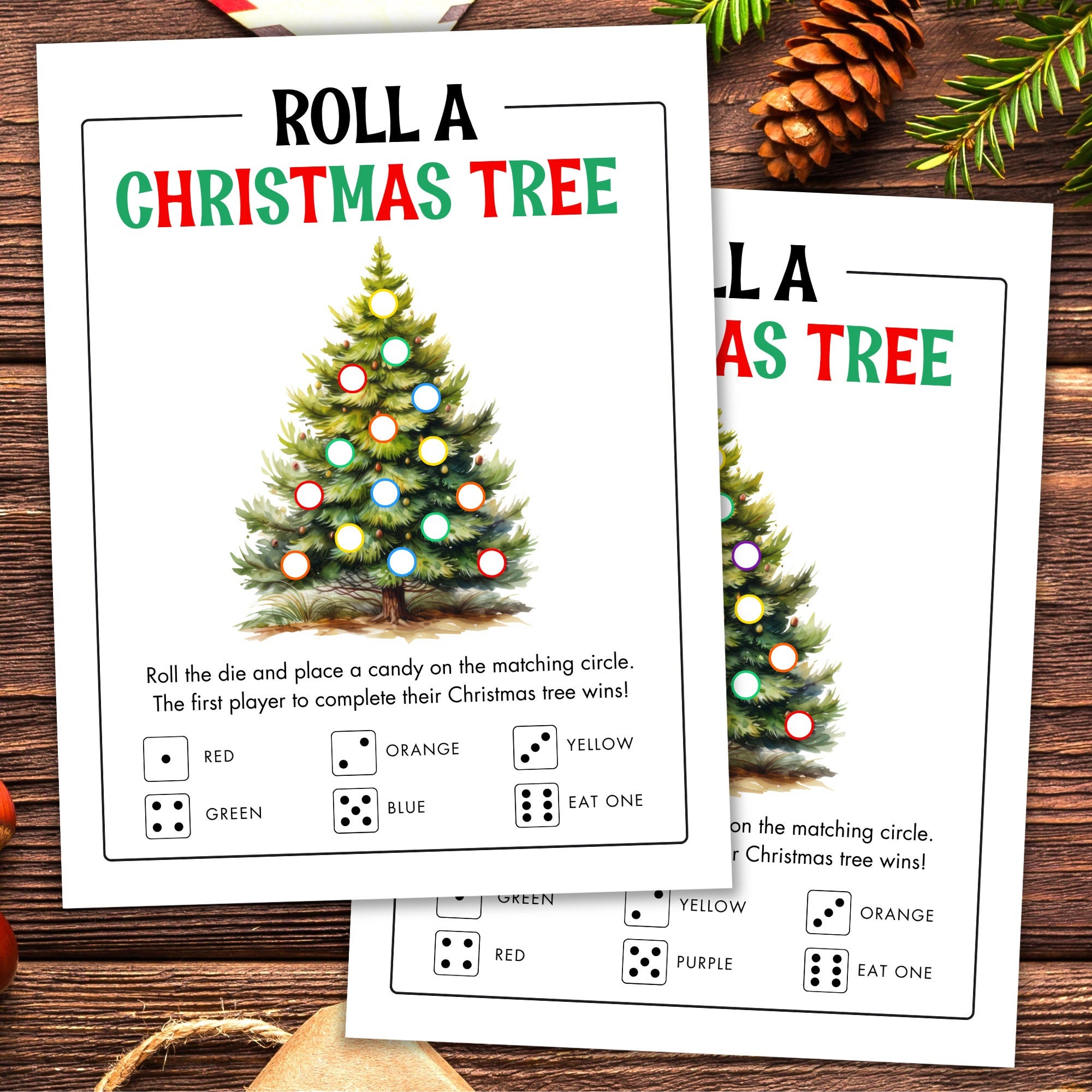 Roll a Christmas Tree Game - Printable Holiday Game - Christmas ...