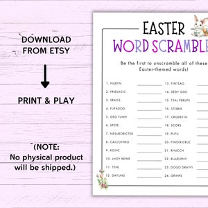 Easter Word Scramble - Printable Easter Activity - Easter Party Game ...