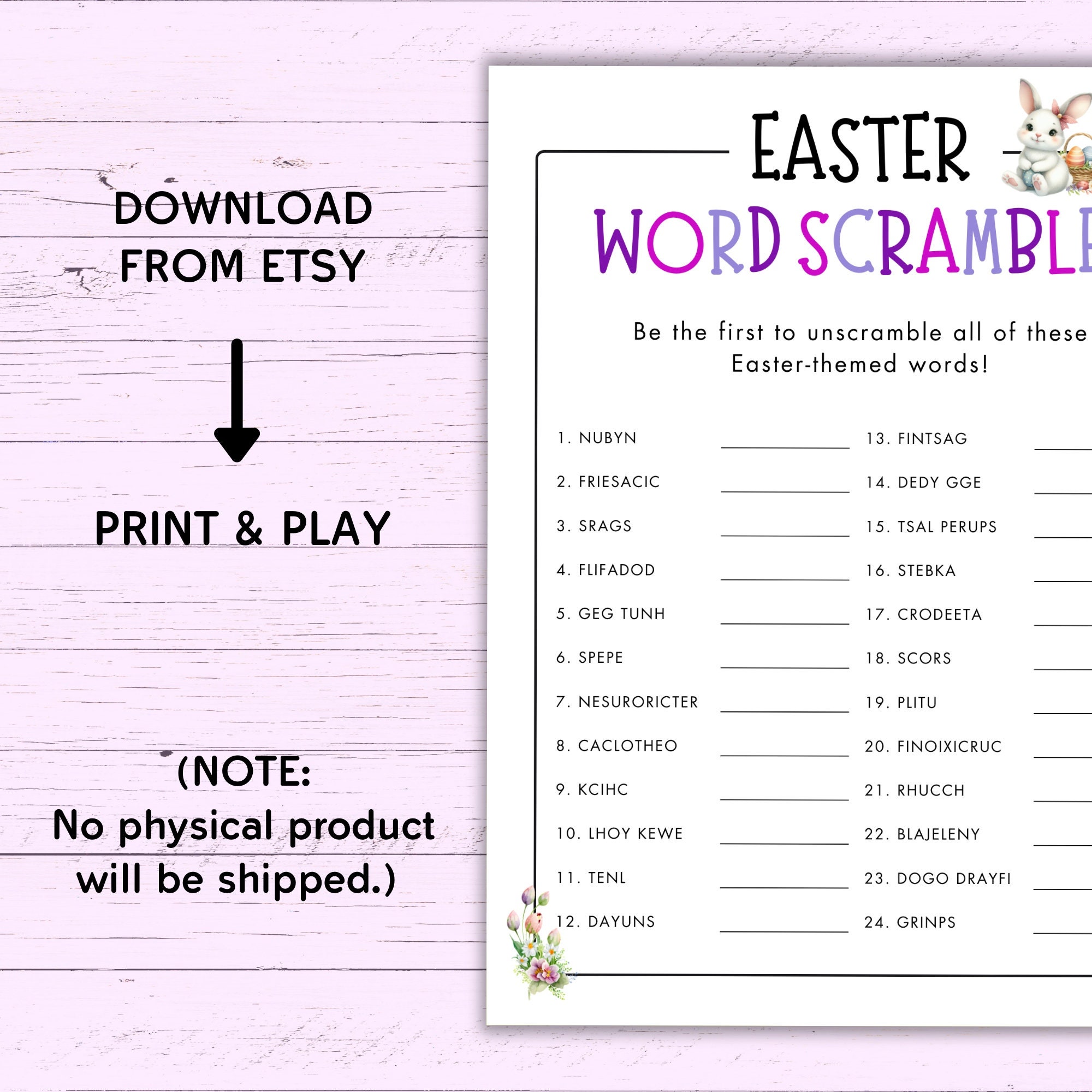 Easter Word Scramble - Printable Easter Activity - Easter Party Game ...