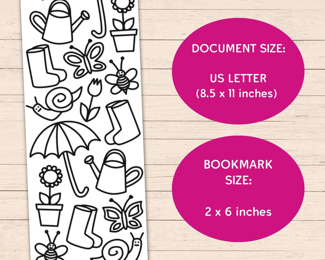 Printable Spring Coloring Bookmarks Set of 6 PDF Instant - Etsy Canada
