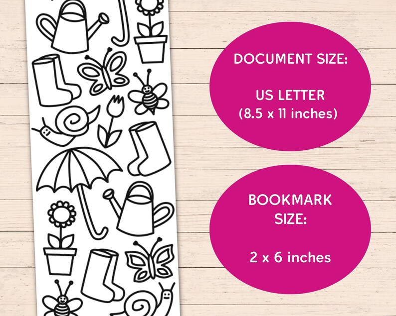 Printable Spring Coloring Bookmarks Set of 6 PDF Instant - Etsy