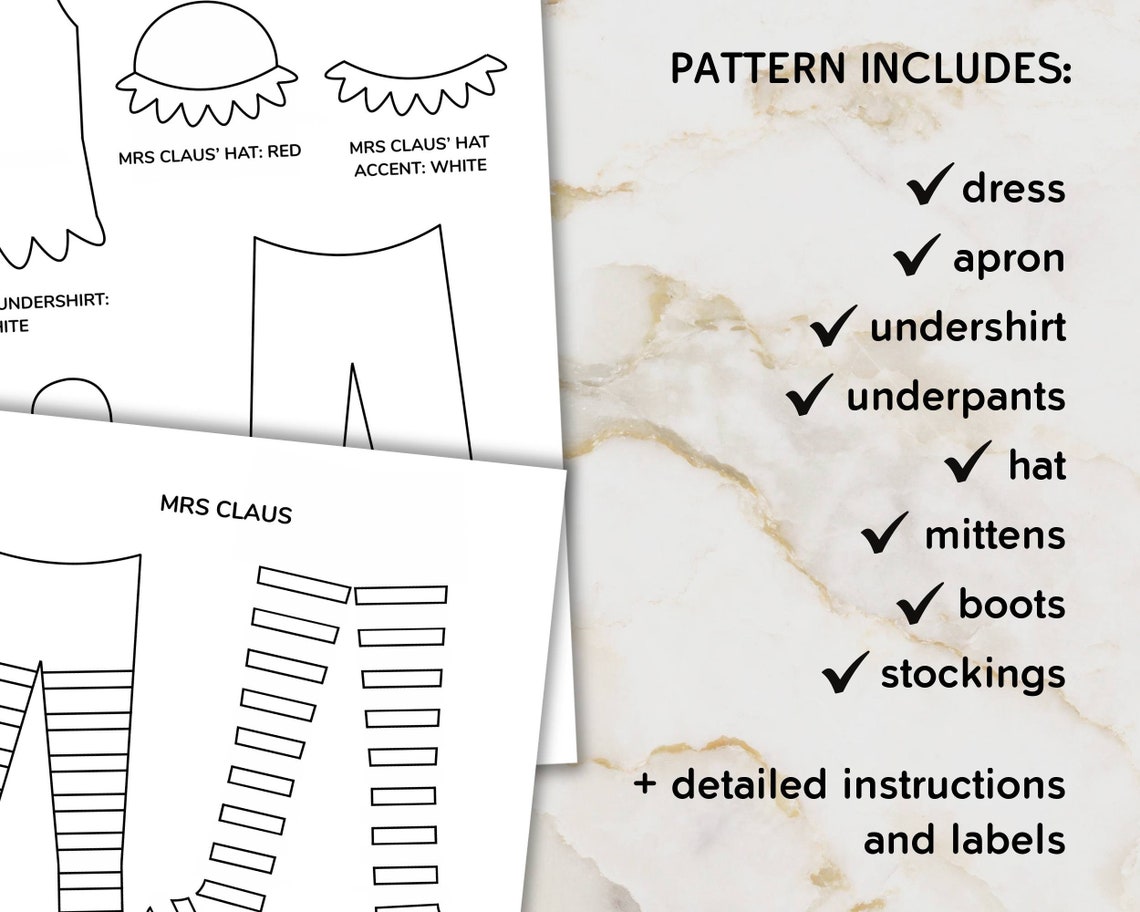 Printable Template for Mrs Claus Clothesline Garland PDF - Etsy