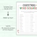 Christmas Word Scramble Printable Holiday Activity Christmas Party Game ...