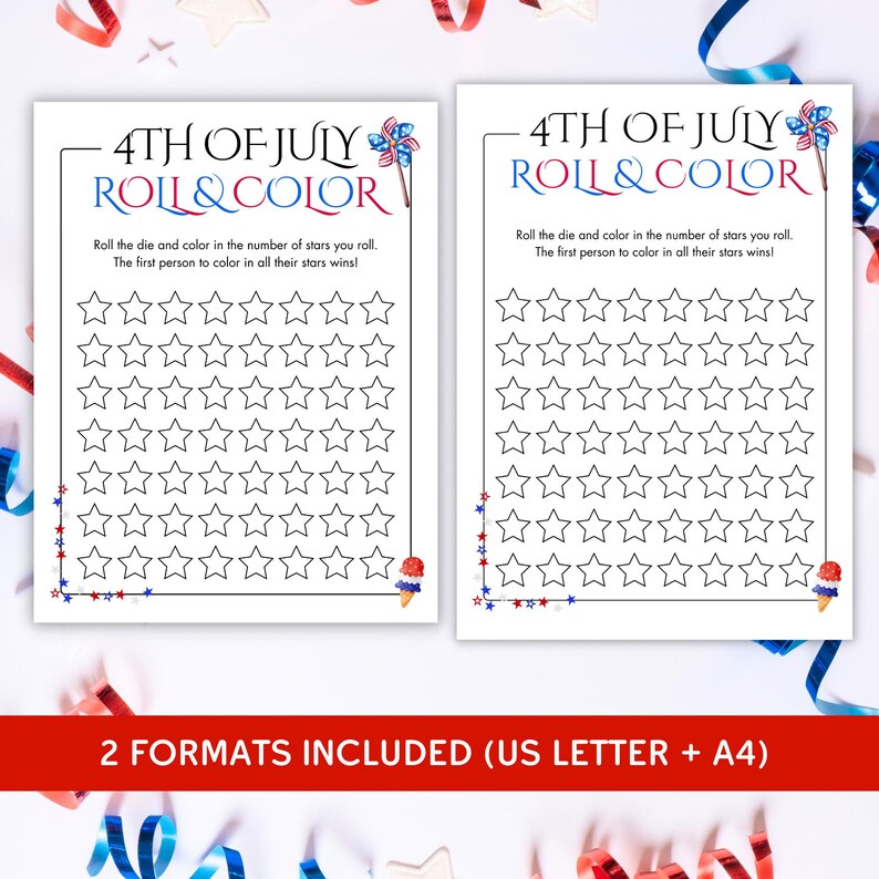 Printable 4th of July Roll and Color Game - Patriotic Party Game ...