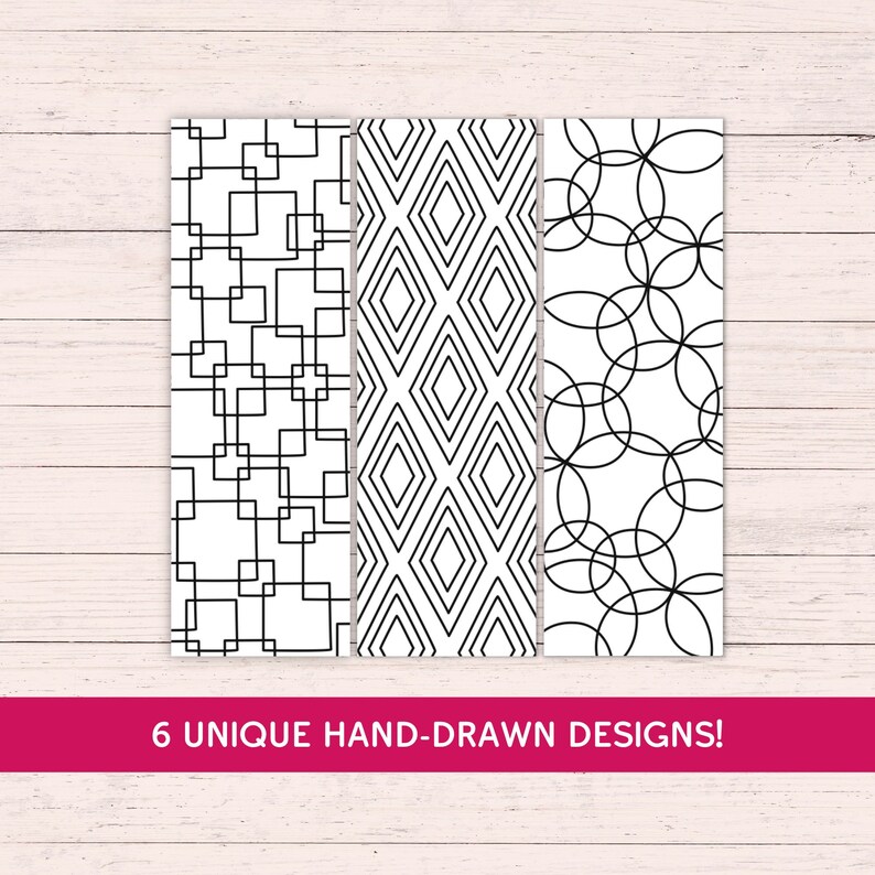 Printable Geometric Coloring Bookmarks - Set of 6 - PDF Instant Digital ...